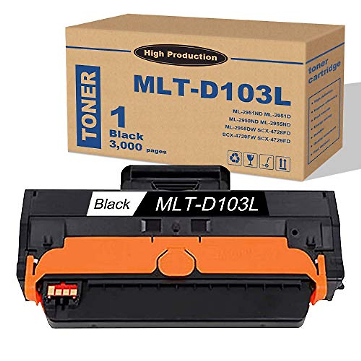 MLT-D103L D103S Black Toner Cartridge (1-Pack) Replacement for Samsung ML-2951ND ML-2951D ML-2950ND ML-2955ND ML-2955DW SCX-4728FD SCX-4729FW SCX-4729FD Printers,by Lutyeink.