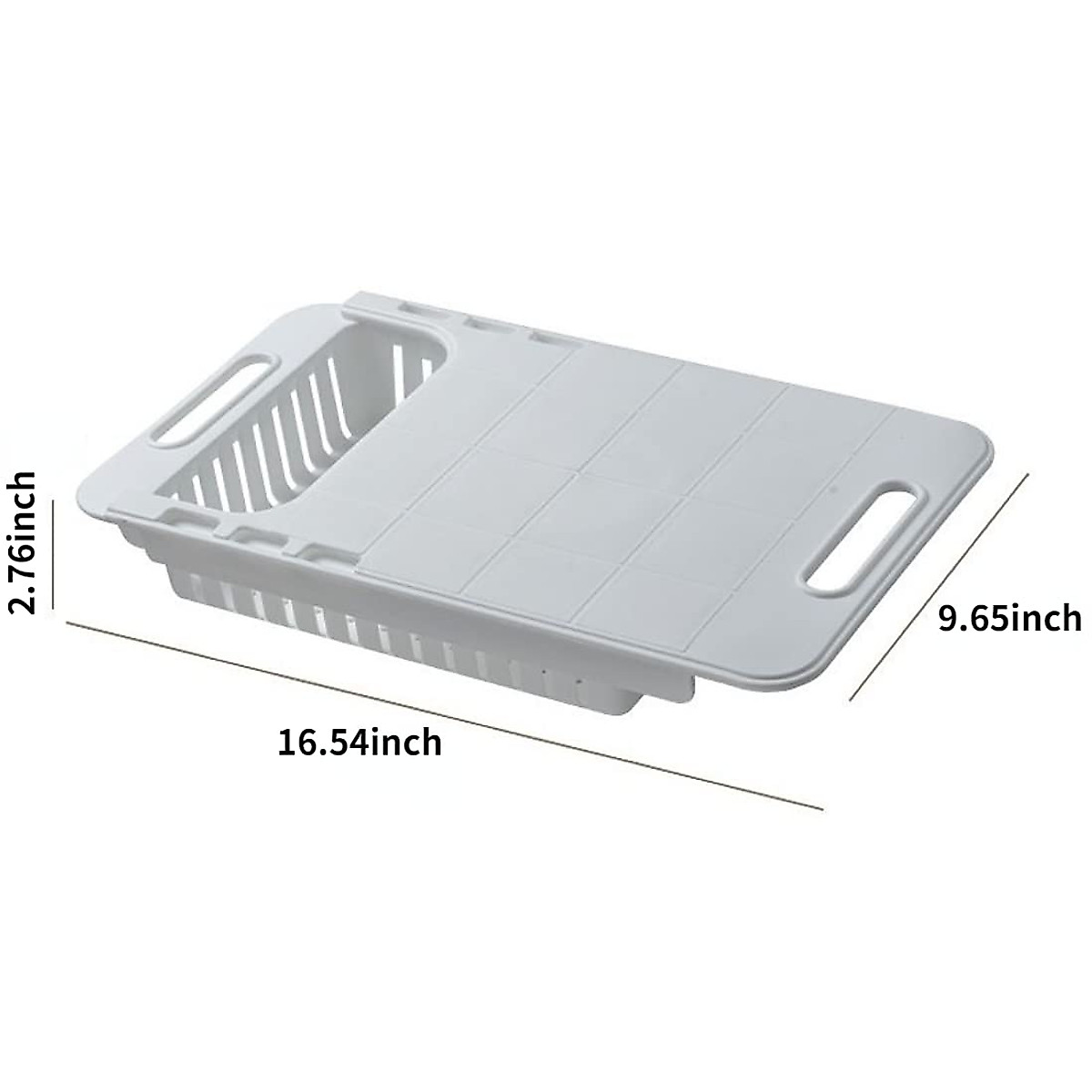 Multifunctional Chopping Board, Plastic Kitchen Sink Strainer with Stoarge Basket 3 in 1 for Cutting Washing Draining (Off White)