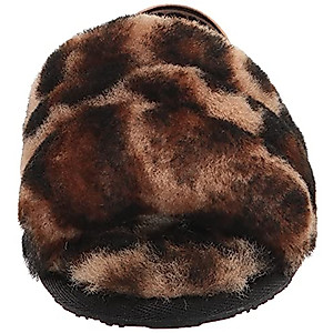 UGG Girls T Fluff Yeah Slide Panther Print Slipper, Butterscotch, 11 Little Kid