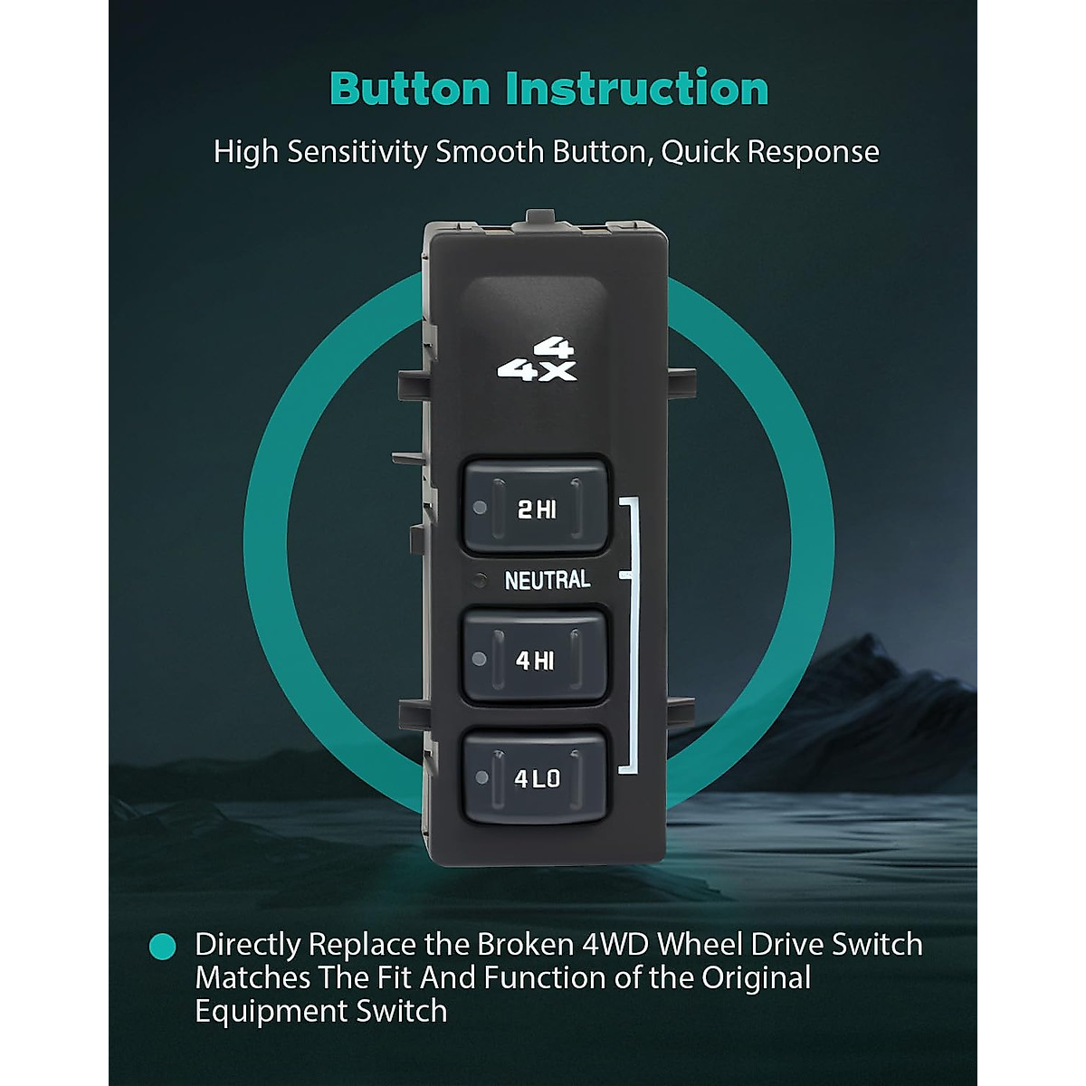 15067877, 19168769 4WD Selector Switch, 4x4 Wheel Drive 3 Button Transfer Case Switch fitS for Chevrolet Silverado 1500/2500 /3500 2001-2002/For for GMC K1500/K2500 Suburban 1998-1999/ for GMC SIER