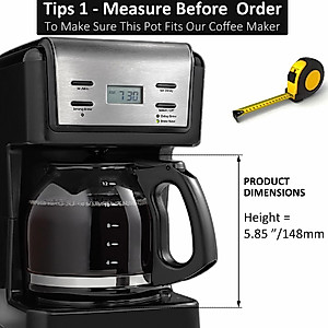 BESBARISTA 12-Cup Glass Replacement Carafe for Mr. Coffee Model #SK12, SK13, EHX23, JWX31, SJX23, SJX39 (Black, Replaces PLD12-RB)