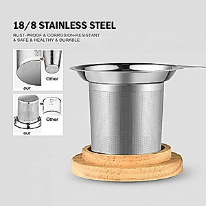 COYMOS Ceramic Tea Mug with Infuser and Lid, 16oz Loose Leaf Tea Cup Large Handle Teaware Mug, Tea Gift Sets for Tea Lover (Black)