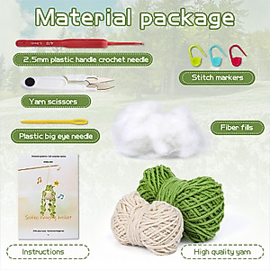 kdafio Crochet Kit for Beginners, Hanging Potted Plants Crochet Starter Kit with Step-by-Step Instructions and Video Tutorials Complete Crochet Kit for Beginners Decoration (Green Apple Plants)