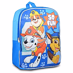 Nick Shop Paw Patrol School Backpack With Lunch Box For Kids, Boys ~ 5 Pc Bundle With 16" Paw Patrol School Bag, Water Bottle, Stickers and More School Supplies