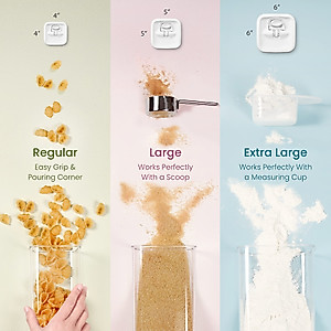 Felli Flip Tite Food Storage Container 5PC Variety Set White Lids Airtight Seal Pantry Fridge Organizer Kitchen Counter Organization Canister Spice Snack Pasta Candy Coffee Bean Valentines Day Gifts for Women