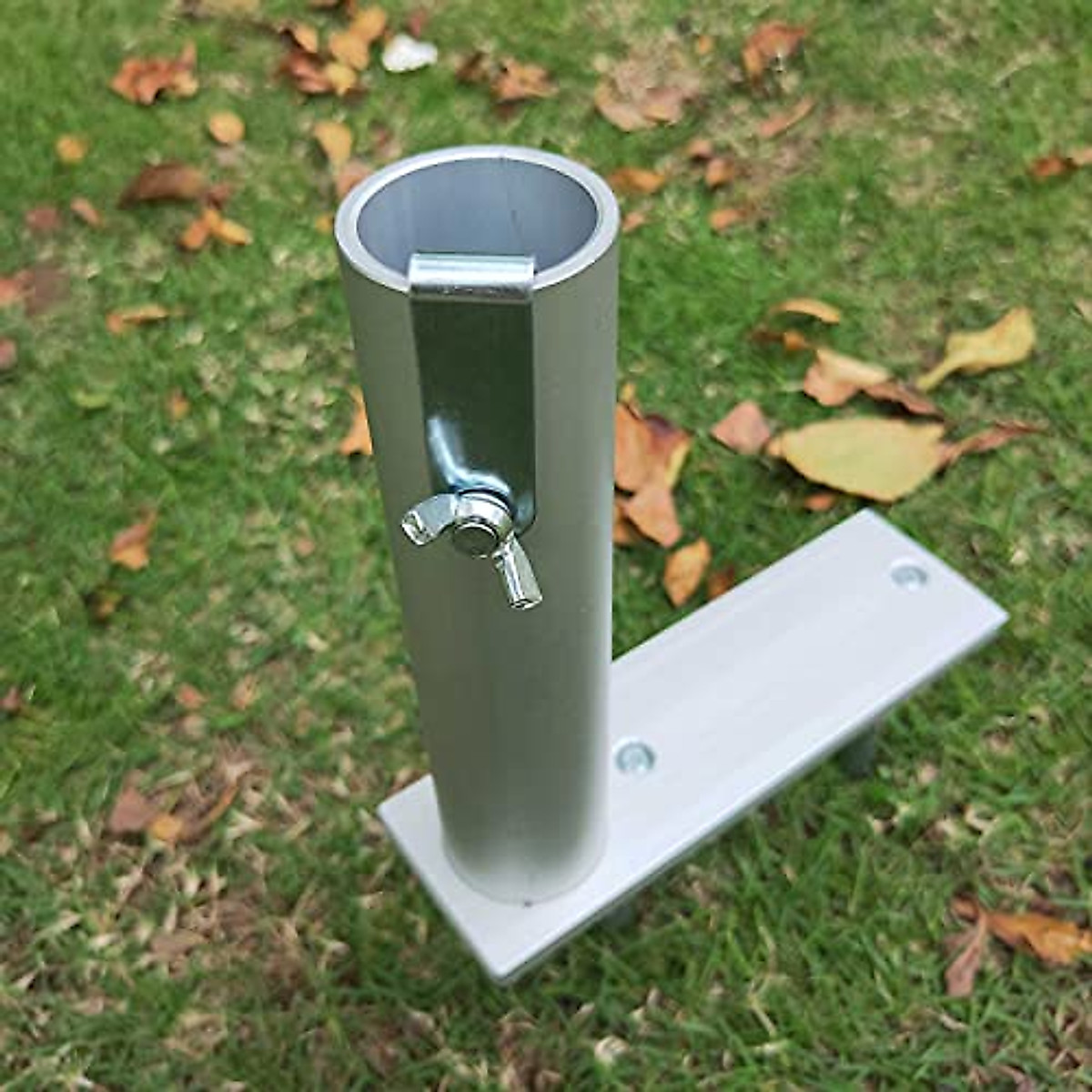 FFfeily Umbrella Holder Ground Garden Grass Umbrella Anchor for Pole Diameter Below 3cm/1.18inch Silver Aluminum Alloy Patio Umbrella Stand Stake