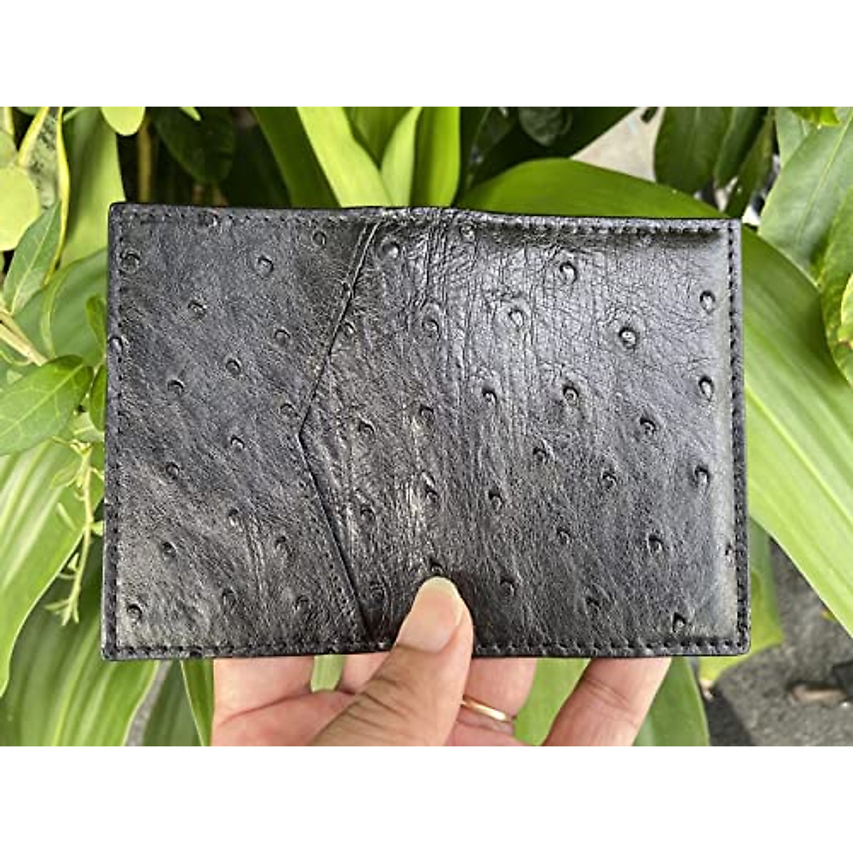 Double side Black Body Ostrich leather skin Credit Cardholder, leather credit cardcase, leather creditcard cover