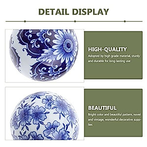 SEWACC Ceramics Balls Set of 3pcs Porcelain Orbs Random Style Chinese Style Decorative Balls Pretty Floating Balls Unique Home Decor for Bowl, Vase, Basket, Dish, Fish Tank ( Blue )