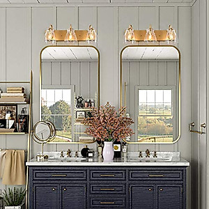 KSANA 3-Light Modern Vanity Light Fixture, Brass Bathroom Lighting with Clear Glass Shades, 22” L