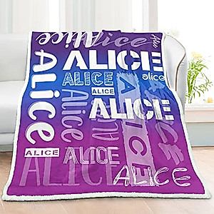 Customized Blanket for Adults with Name Personalized Blankets with Name for Adults Custom Purple Gradient Fleece Blanket Gifts for Birthday Mothers Fathers Valentines Day