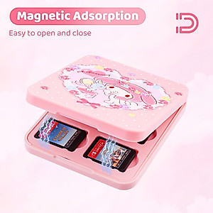 GLDRAM Slim Game Case for Nintendo Switch/OLED/Lite, Pink Anime Game Holder Case for 12 Switch Game Cards and 12 Micro SD Cards, Cute Switch Game Case Storage, Portable Game Accessories for Girls