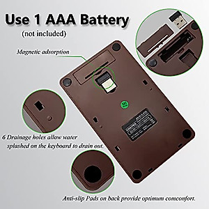 Seaciyan Wireless Number Pad, Ergonomic Cute Mini Portable Digital Keyboard, Cordless External Numeric Keypad with Financial Accounting Calculator (Brown)