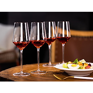 Physkoa Wine Glasses Set of 6-14 oz, Thin Rim, Crystal, Hand Blown, Long Stem - Perfect for Red or White, Gifts for Wine Lovers, Valentine's Day Gifts