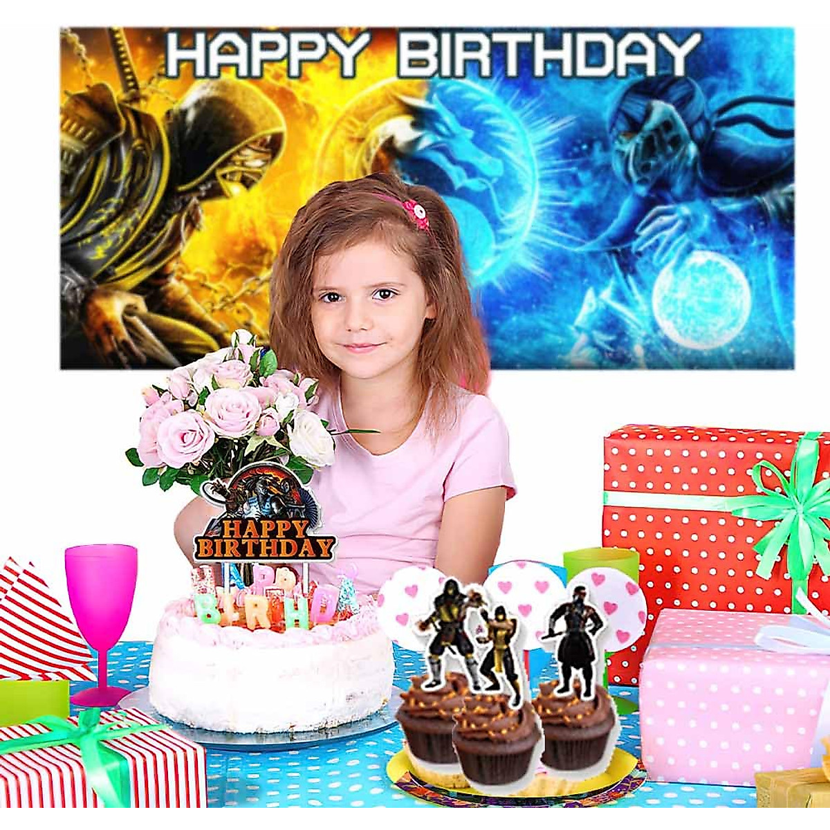 Mortal Kombat Party Supplies Plates Decorations Cake Topper Birthday Backdrop Background Decor