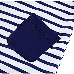 Baby Swimsuit Boy One Piece Rashguard with Hat UPF 50+ Sun Protection ，Blue Stripes,6-9 Months
