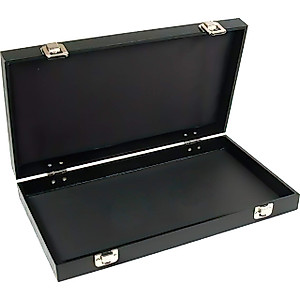FindingKing Black Jewelry Case (2xMetal Clasps & Removable Lid) w/ 1 Tray Insert (Blue 72-slot Ring Foam Insert)
