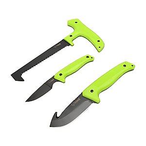 HME Lightweight Pocket 3 Piece Field Dress Kit with 8.75" Hand Saw, 7.5" Caping Fixed Blade Knife & Capping Fixed Blade Knife w/Gut Hook for Hunting