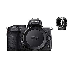 Nikon Z50 + FTZ Mirrorless Camera Kit (209-point Hybrid AF, High Speed Image Processing, 4K UHD Movies, High Resolution LCD Monitor) VOA050K003