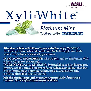 NOW Solutions, Xyliwhite™ Toothpaste Gel, Platinum Mint, Cleanses and Whitens, Fresh Taste (Pack of 2)