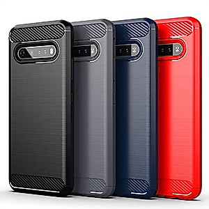for LG V60 ThinQ Case,for LG V60 Case Slim Shock-Absorption Flexible TPU Rubber Full-Body Protective Phone Cover for LG V60 ThinQ,Brushed Blue