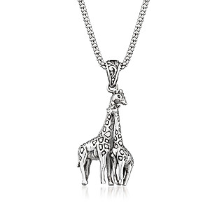 Ross-Simons Sterling Silver Bali-Style Giraffe Family Pendant Necklace. 18 inches