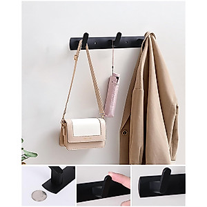 ALXBSONE Robe Towel Hooks Multi-Functional Hook Rack, Non-Perforated Clothing Wall Hangers, Aluminum Towel Hooks for Fitting Closets, Bathrooms, Hallways(Black-3 Hooks)