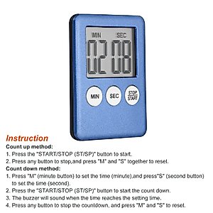 PATIKIL Digital Timer, 1Pcs Small Count Down/UP Clock with Magnetic, Big LCD Display Loud Sounds Minute Second Kitchen Timer for Games, Cooking, Blue