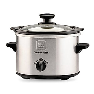 Toastmaster TM-151SC Stainless Steel Slow Cooker with Removable Stoneware Bowl, 1.5-Quart, Silver/Black
