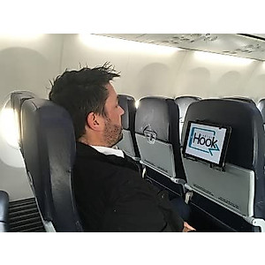 TabletHookz Plane, Train, car Phone and Tablet seat Back Holder, Table Clip and Phone Stand v2 Include securing Feature to Keep Your Device Secure, Compatible with iPhone, iPad, Tablets, Readers