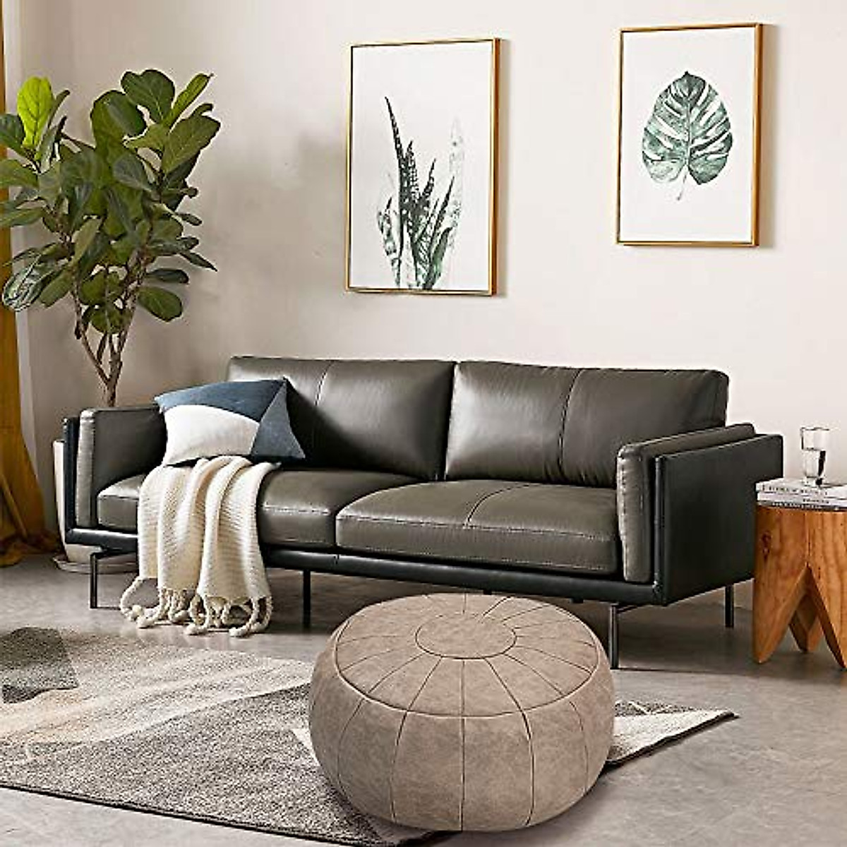 ROTOT Unstuffed Pouf Cover, Ottoman, Bean Bag Chair, Foot Stool, Foot Rest, Storage Solution or Wedding (Empty & New) (Mushroom)