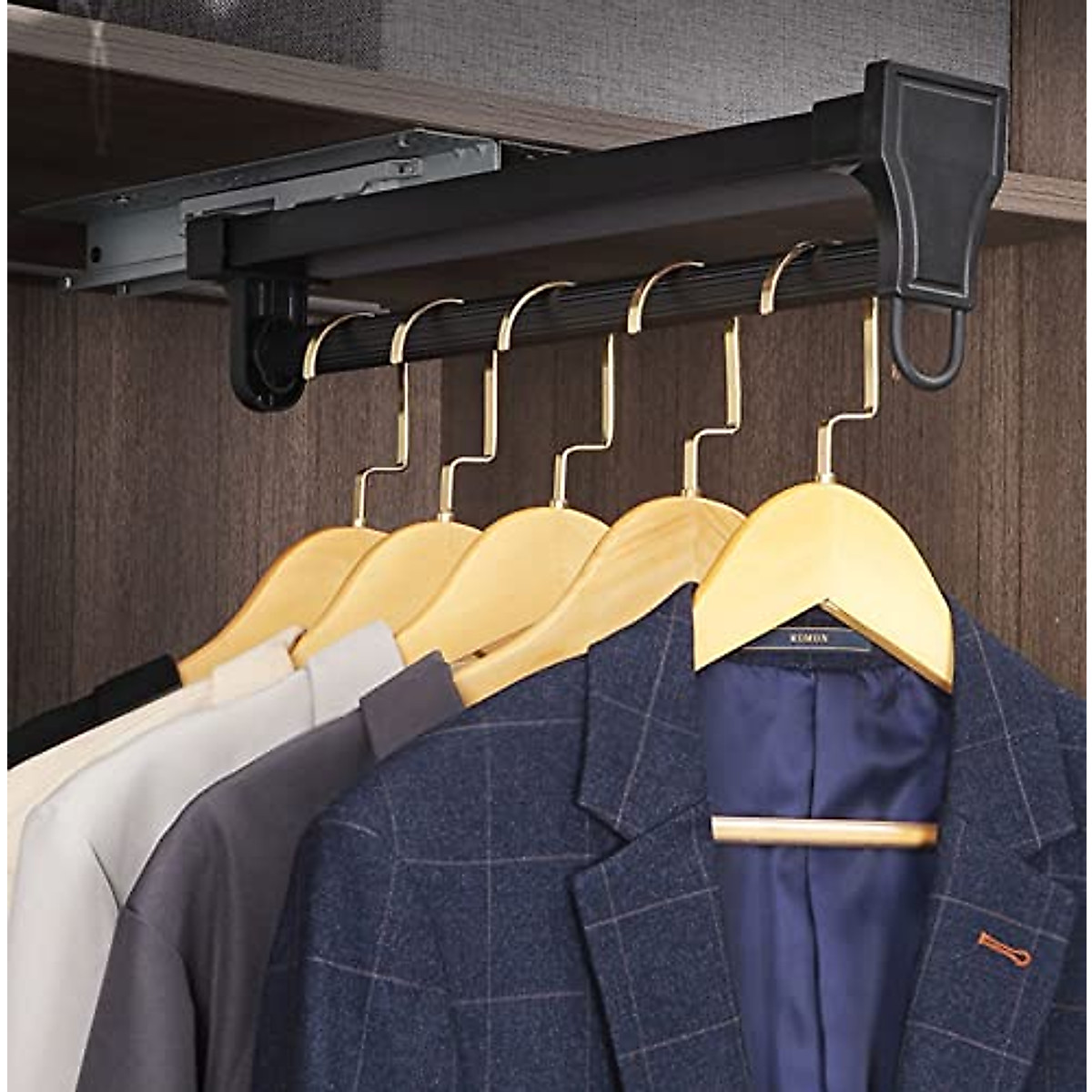 Pull Out Clothes Hanger Rod Adjustable Wardrobe Clothing Rail,Extendable Clothes Rail,Closet Clothes Hanger Rail (40CM)