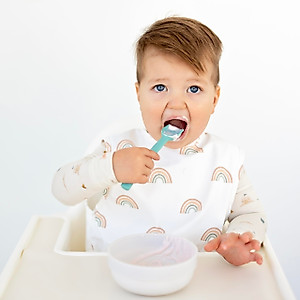 Ryan & Rose Ultimate Utensil Set of 3 Silicone Baby Spoons Silicone baby feeding set for baby led weaning, baby spoons self feeding 6 months, baby utensils, toddler utensils (Seaglass)