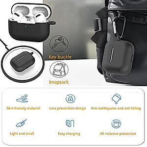 Geeice AirPods Pro Case with Cleaner kit and Replacement Ear Tips, 3 in 1 Soft Silicone Full Protective Cover with Keychain, Cleaning Pen and Noise Reduction Hole Eartips(S/M/L), Black