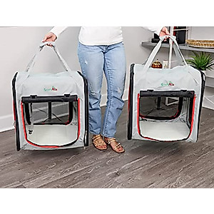 Double Pet Carrier for Cats and Dogs – Use Individually or Zip Together for Large Travel Pet Carrier – Lightweight Connect Carrier – Compact – Carry Case Included