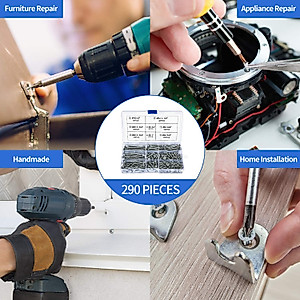 WELLOCKS Wood Screws 290 PCS #6#8#10 Metal Drywall Screws Assortment Upgrade Thicken Box Carbon Steel Flat Head Self Tapping Screw Kit with Handy Storage Box for Homemade Repair Woodwork(D001)