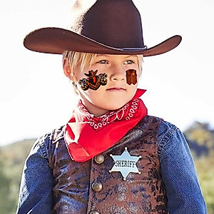 CHARLENT Cowboy Temporary Tattoos for Kids - 100 PCS Western Cowboy Temporary Tattoos for Boys Birthday Party Favors Goodie Bag Fillers