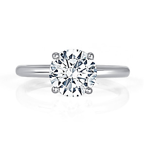 Beverly Hills Jewelers 3 Carat Round Brilliant Moissanite Solitaire Engagement Ring for Women I 14k White Gold Ring (G-H, VS, cttw, DEW) 4-Prong Wedding Promise Anniversary Ring Size 8 Made in USA