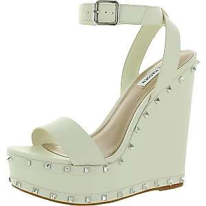 Steve Madden Womens Botanical Studded Platform Sandals Ivory 9.5 Medium (B,M)