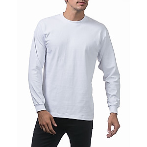 Pro Club Men's Heavyweight Cotton Long Sleeve Crew Neck T-Shirt, Snow White, 3X-Large