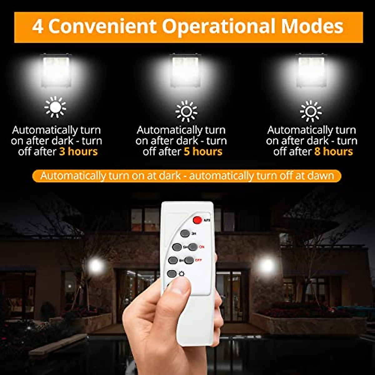 100W LED Solar Flood Lights Outdoor Bright,301 LEDs 8000LM Auto Dusk to Dawn with Light Sensor and Remote Control,IP66 Waterproof Solar Street Security Light for Barn, Garden, Yard