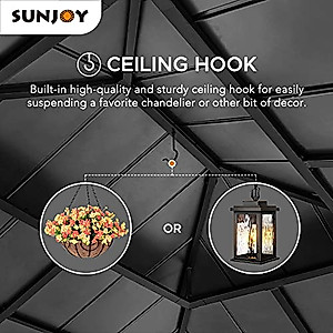 Sunjoy 11 x 13 ft. Wood Gazebo Cedar Framed Gaezbos with Black Double Steel Hardtop Roof for Garden, Backyard Shade