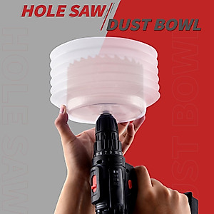 Hole Saw Dust Bowl, Drill Dust Collector, for Installing Recessed Lights and Works with Hole Saws Less Than 6 Inches in Diameter (Hole Saw Not Included)