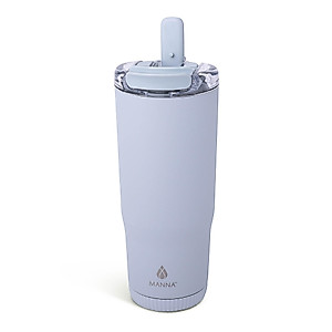 Manna Groove Stainless Steel Insulated Tumbler with Locking Tritan Lid and Flip-up Straw - 30 Oz - Ocean Mist Powder Coat