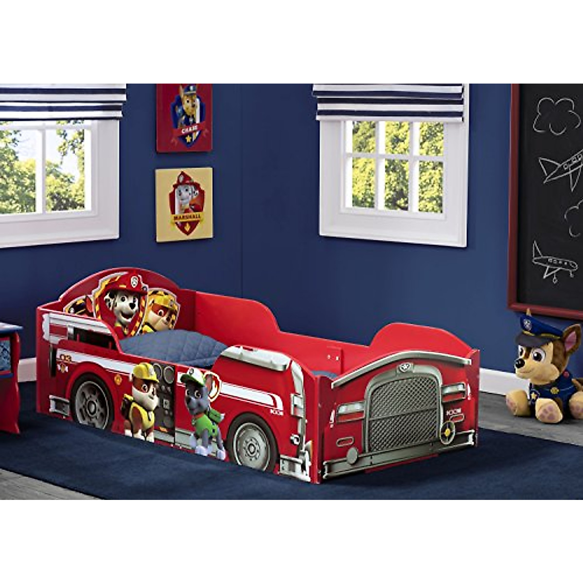 Delta Children Wood Toddler Bed, Nick Jr. PAW Patrol + Serta Perfect Slumber Dual Sided Recycled Fiber Core Toddler Mattress (Bundle)