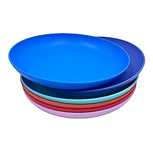 YUYUHUA Kids Plastic Plates Reusable – Unbreakable Everyday Dinner Plates 8 inch set of 6 - BPA Free Dishwasher & Microwave Safe Hard Plates for Kitchen, Party, Camping, Outdoor