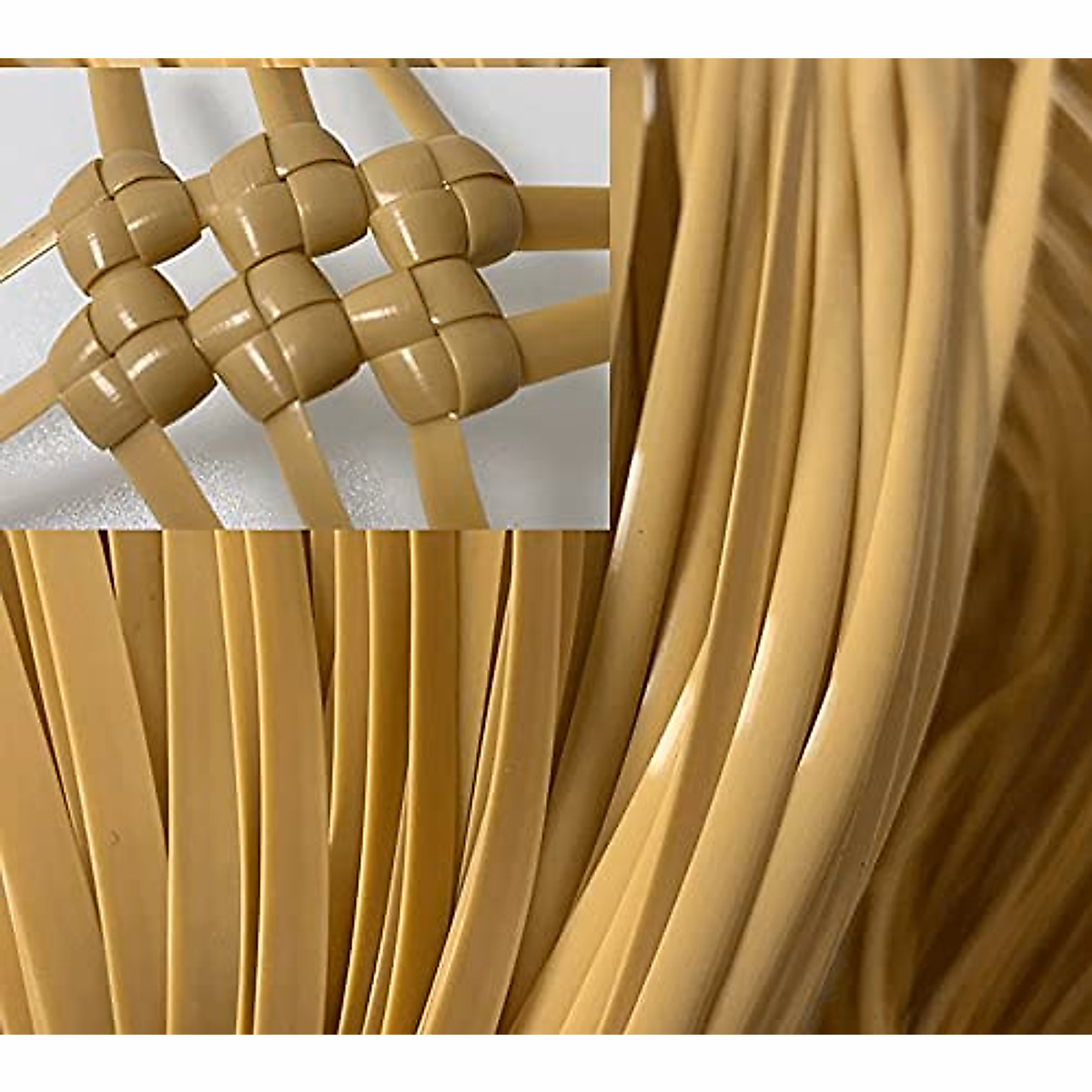 Black Flat Synthetic Rattan Repair Material, Suitable for Wicker Tables and Chairs, Patio Furniture, All-Weather Wicker for Weaving and Repairing Dialogue Suits-(Approximately 300 Feet) (Apricot)