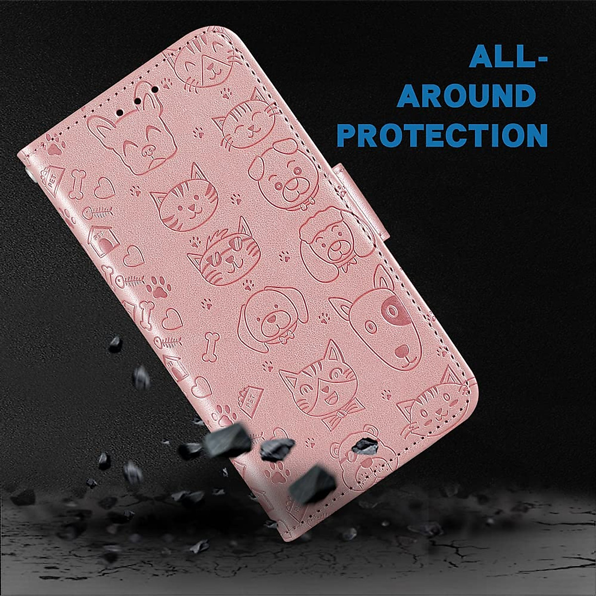 FDCWTSH Compatible with Samsung Galaxy S6 Active Wallet Case and Wrist Strap Lanyard Leather Flip Card Holder Stand Cell Accessories Phone Cover for Glaxay S6Active 6s S 6 6Active G890A Rose Gold