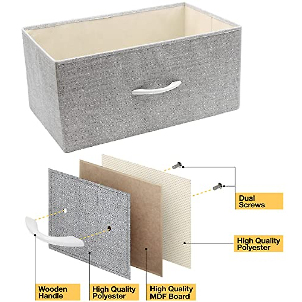 Sorbus Dresser Storage Tower, Organizer for Closet, Tall Dresser for Bedroom, Chest Drawer for Clothes, Hallway, Living Room, College Dorm, Steel Frame, Wood Top, Fabric, 5 Drawers (White/Gray)