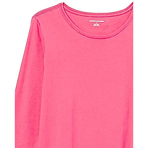 Amazon Essentials Women's Classic-Fit 100% Cotton Long-Sleeve Crewneck T-Shirt, Bright Pink, Medium