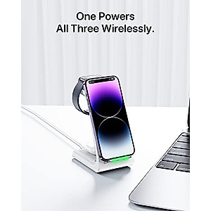 Intoval Wireless Charging Station, 3 in 1 Charger for Apple iPhone/iWatch/Airpods,iPhone15 14,13,12,11 (Pro,Pro Max)/XS/XR/XS,iWatch9/8/Ultra2-1/7/6/SE/5/4/3/2,Airpods Pro2/Pro1/3 (A3,White)